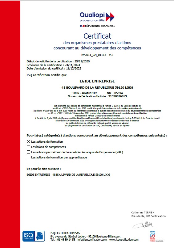 Nos habilitations et certificat Qualiopi